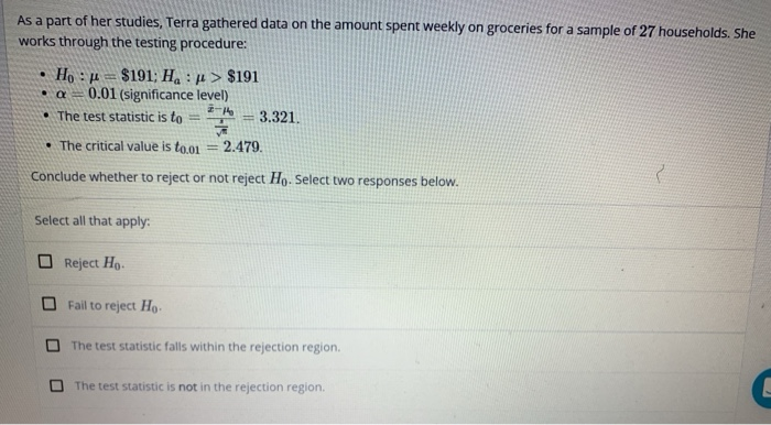 Solved As a part of her studies, Terra gathered data on the | Chegg.com