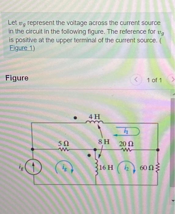 Let vg represent the voltage across the current | Chegg.com