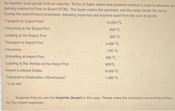 Solved An importer buys goods from an exporter. Terms of | Chegg.com