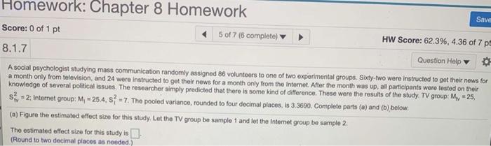 Solved Homework: Chapter 8 Homework Save Score: 0 of 1 pt 5 | Chegg.com