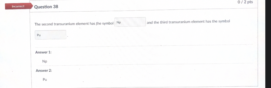 Solved Question 3802 ﻿ptsThe second transuranium element has | Chegg.com