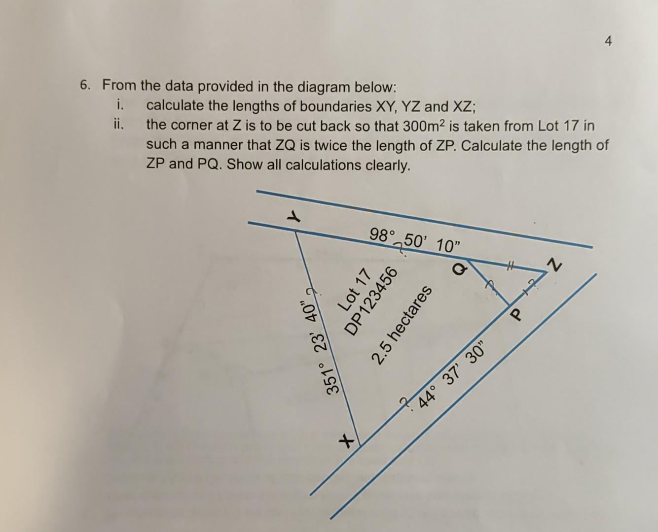 6. From the data provided in the diagram below: i. | Chegg.com