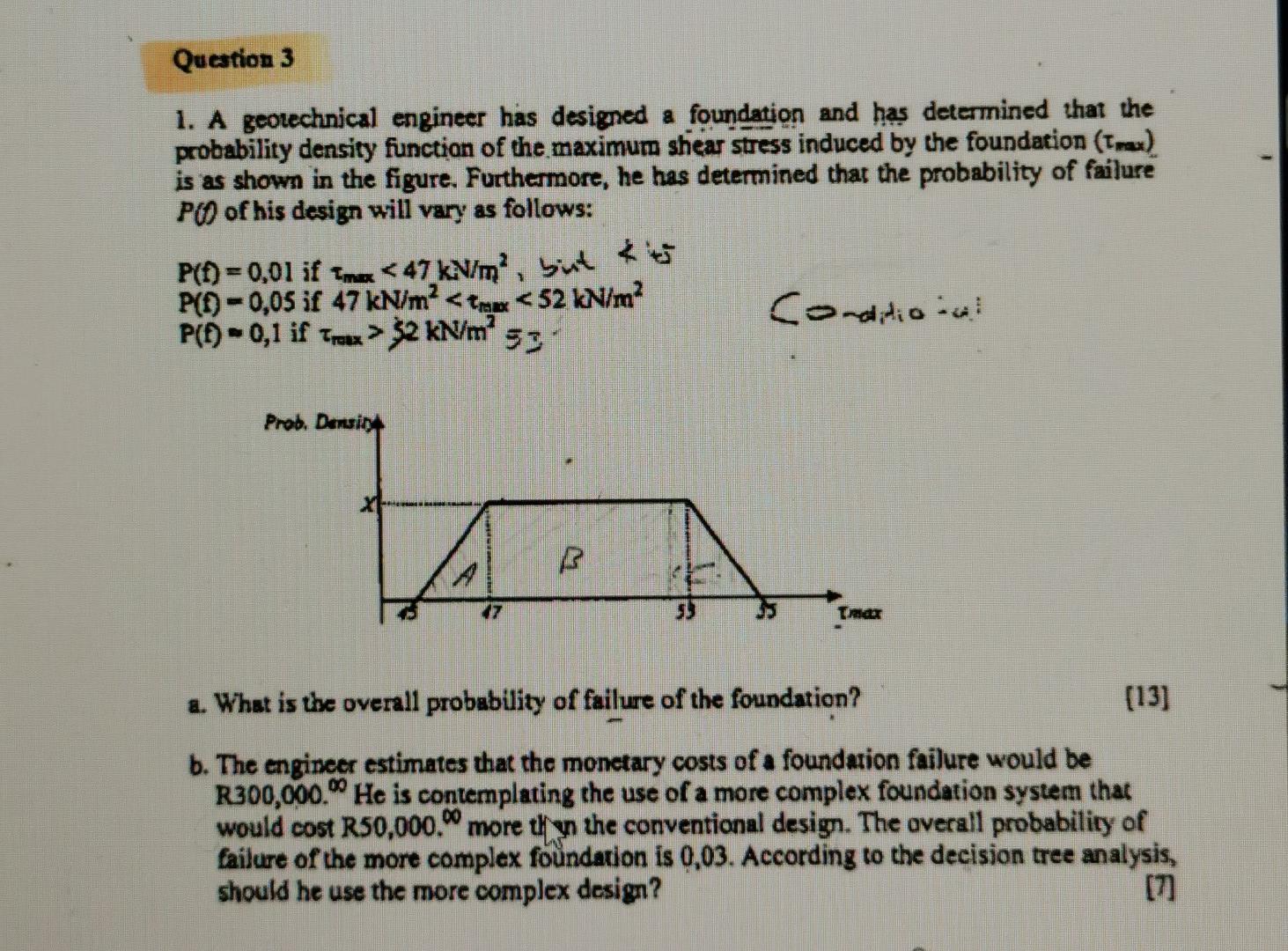 Solved 1. A geotechnical engineer has designed a foundation | Chegg.com