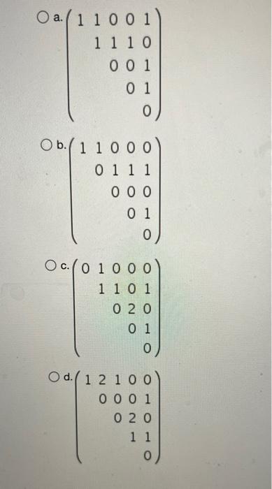 Solved QUESTION 21 Choose the correct adjacency matrix for | Chegg.com
