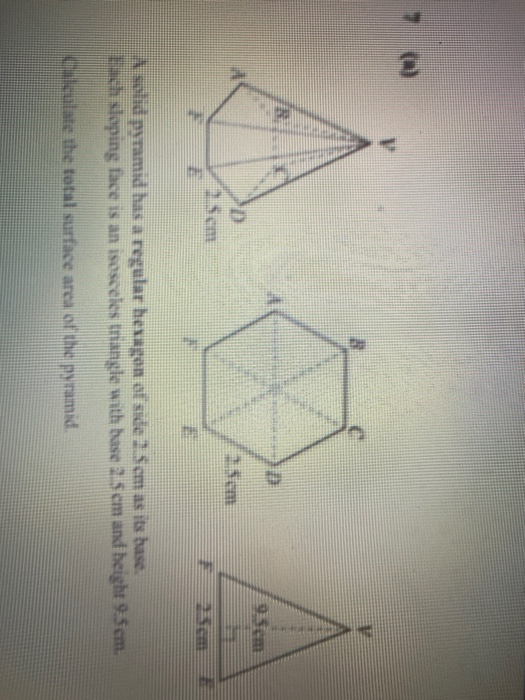 Solved FR D A solid pyramid has a regular hexagon of side | Chegg.com
