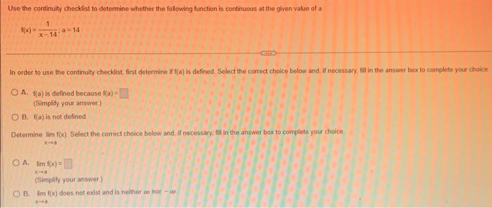 Solved Use the continuity checklist to determine whether the | Chegg.com