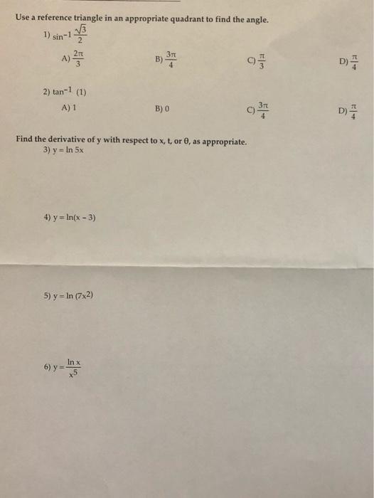 Solved 5 Use a reference triangle in an appropriate quadrant | Chegg.com