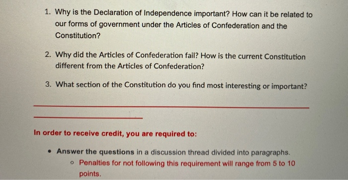 1. Why is the Declaration of Independence important? | Chegg.com