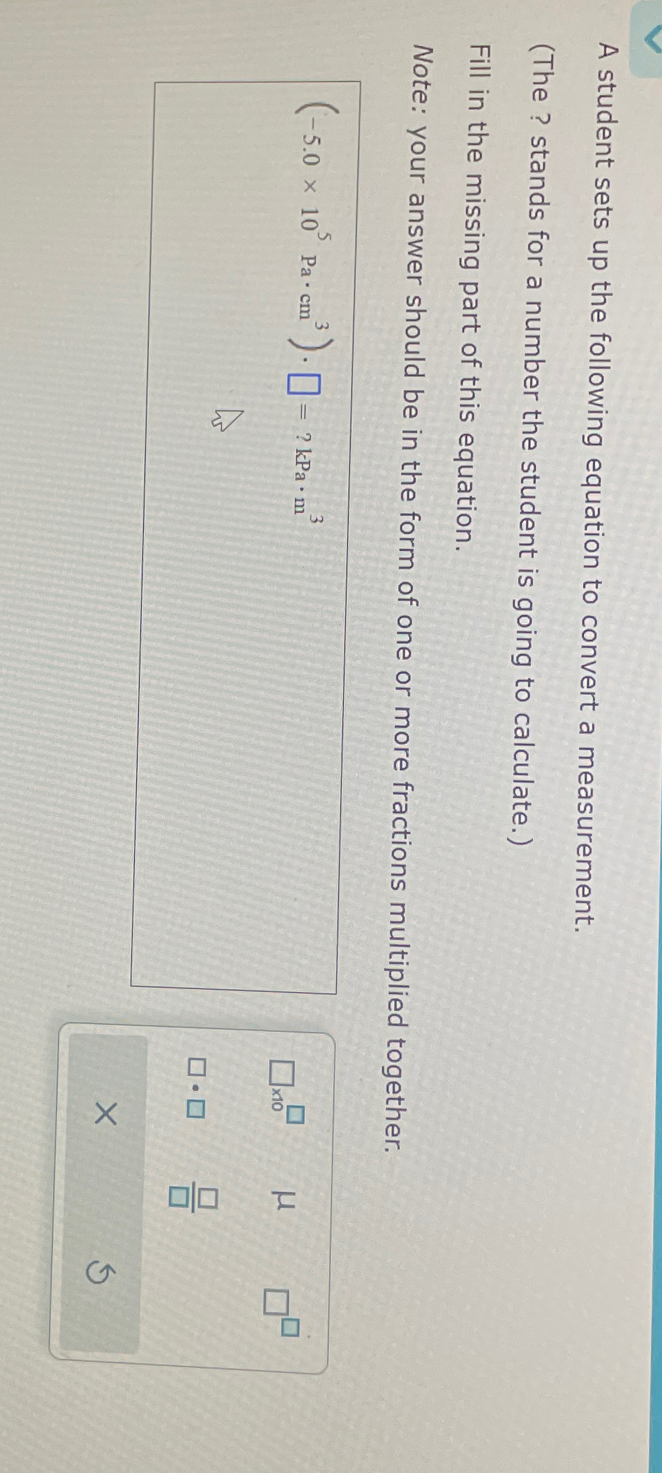 Solved A student sets up the following equation to convert a | Chegg.com