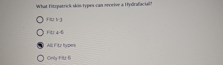 Solved What Fitzpatrick skin types can receive a | Chegg.com