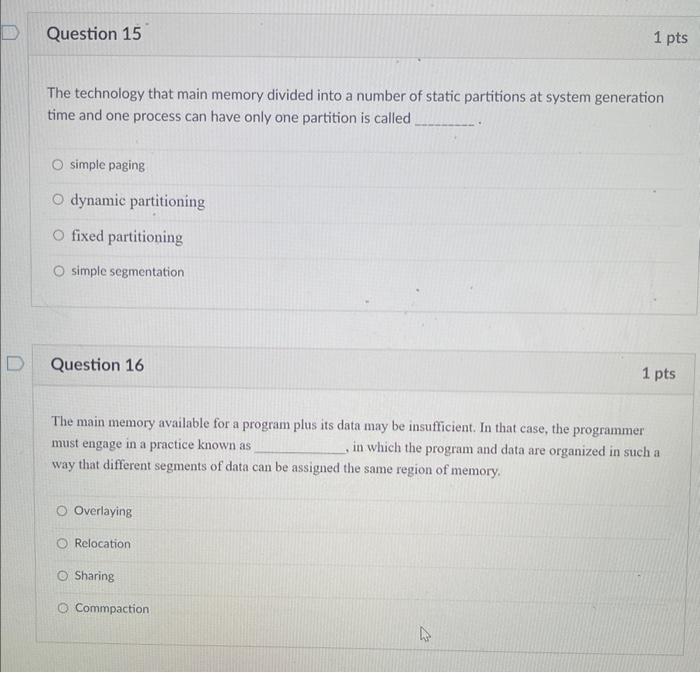 Solved The technology that main memory divided into a number | Chegg.com