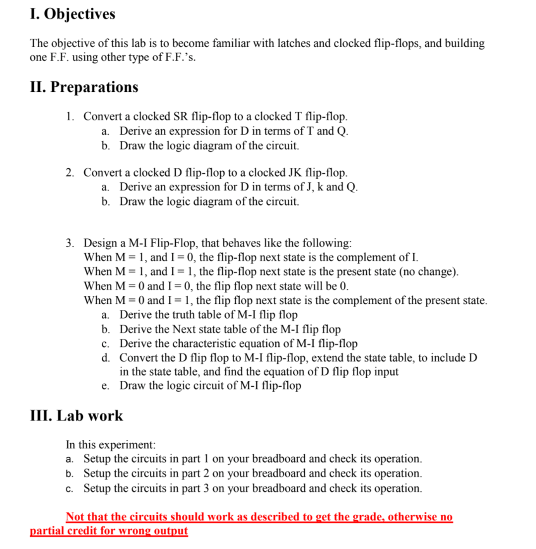 Solved I. Objectives The objective of this lab is to become | Chegg.com