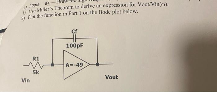 Solved 5) 30pts I) Use Miller's Theorem to derive an | Chegg.com