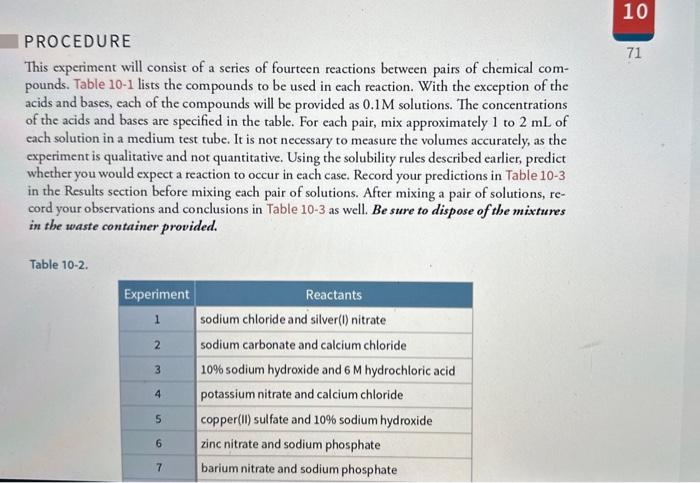 Solved PROCEDURE This experiment will consist of a series of | Chegg.com