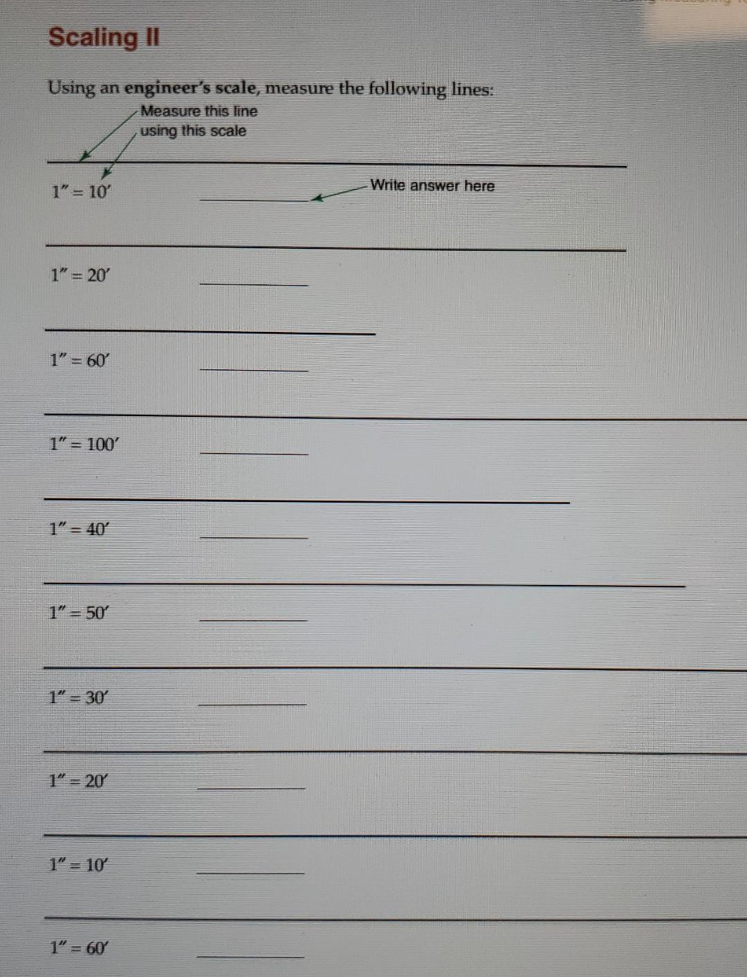 Solved Name Use an architect's scale or an engineer's scale, | Chegg.com