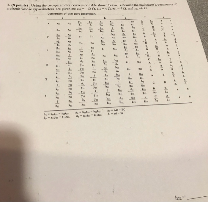 Solved 1. (8 points) Using the two-parameter conversion | Chegg.com
