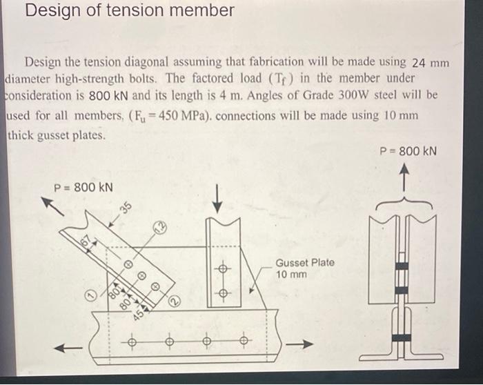 Solved Design the tension diagonal assuming that fabrication | Chegg.com