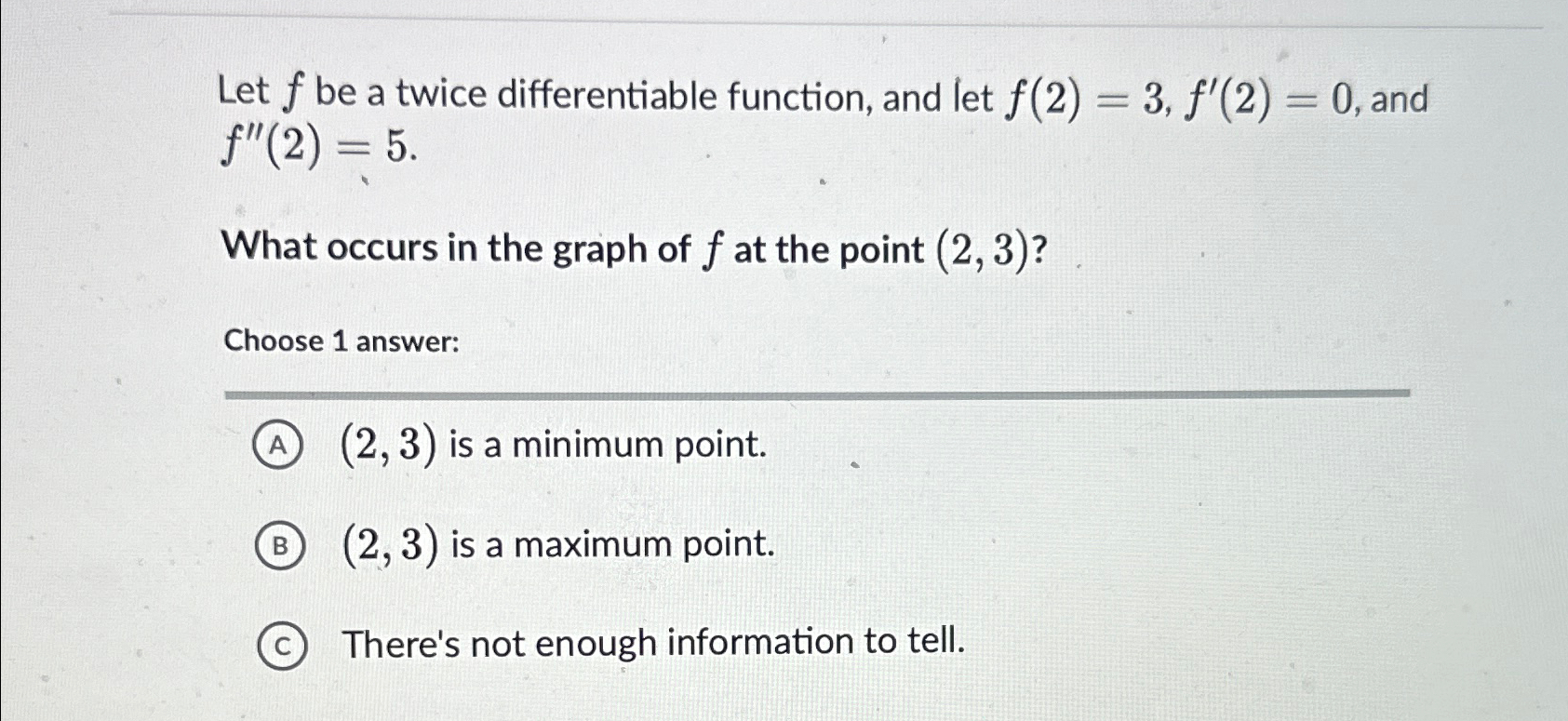 Solved Let f ﻿be a twice differentiable function, and let | Chegg.com