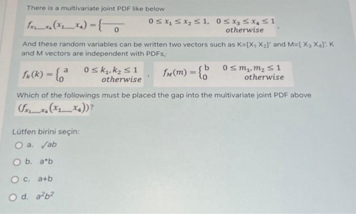 Solved There is a multivariate joint PDF like below And | Chegg.com