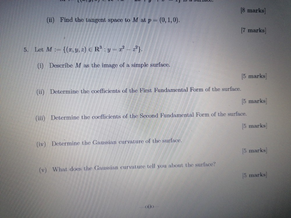 95 w T PULLO. (8 marks] (ii) Find the tangent space | Chegg.com