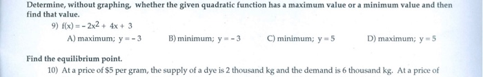 Solved Determine, without graphing, whether the given | Chegg.com