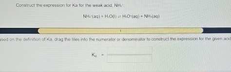 Solved Construct the expression for Ka ﻿for the weak acid. | Chegg.com
