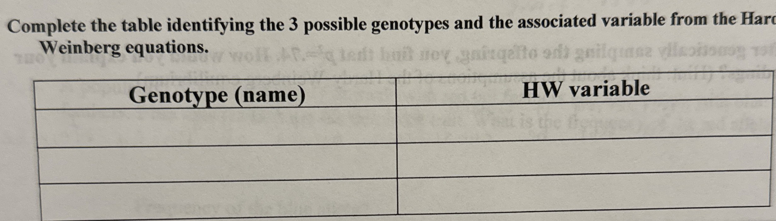 Solved Complete the table identifying the 3 ﻿possible | Chegg.com