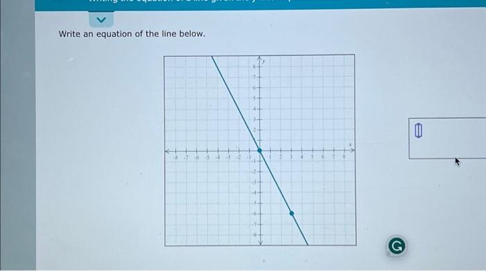 Solved Write an equation of the line below. -8 -7 -6 -5 4 G | Chegg.com