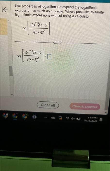 Solved Use properties of logarithms to expand the | Chegg.com
