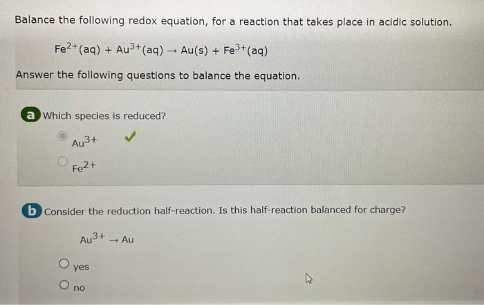 Solved Balance the following redox equation, for a reaction | Chegg.com