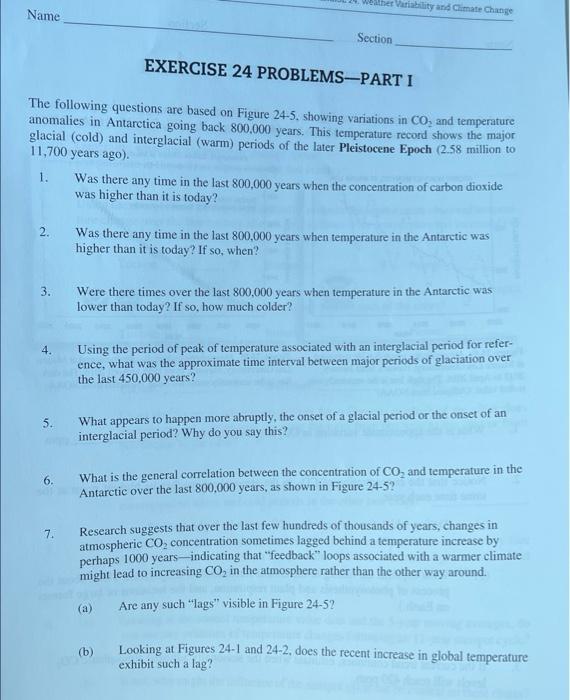 Solved ather Variability and Climate Change Name Section | Chegg.com