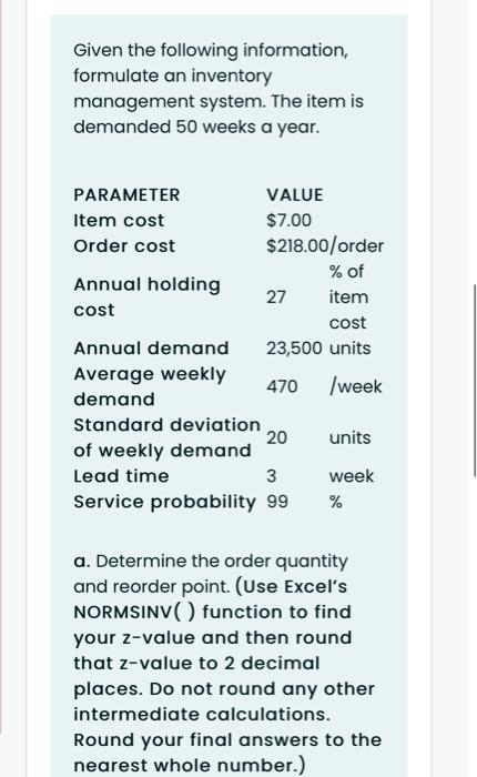 Solved Given the following information, formulate an | Chegg.com