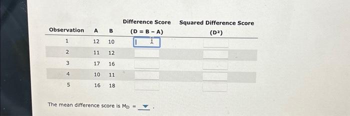 Solved Observation 1 2 34 5 A B 12 10 11 12 17 16 10 16 18 | Chegg.com