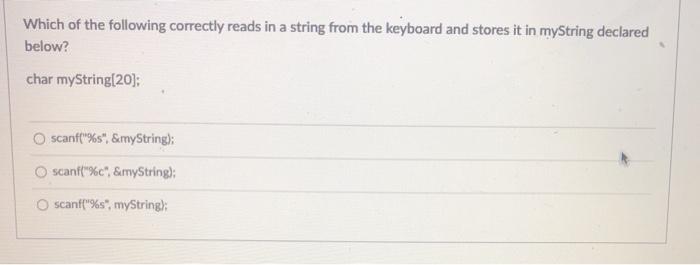 Solved Which of the following correctly reads in a string | Chegg.com