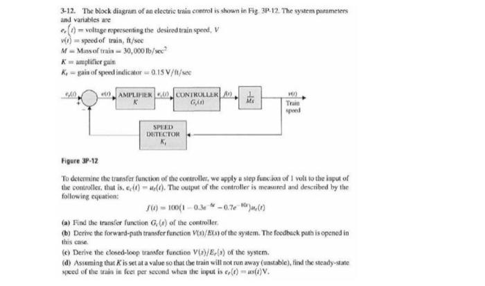 Solved 3-12. The block diagran of an electric train control | Chegg.com