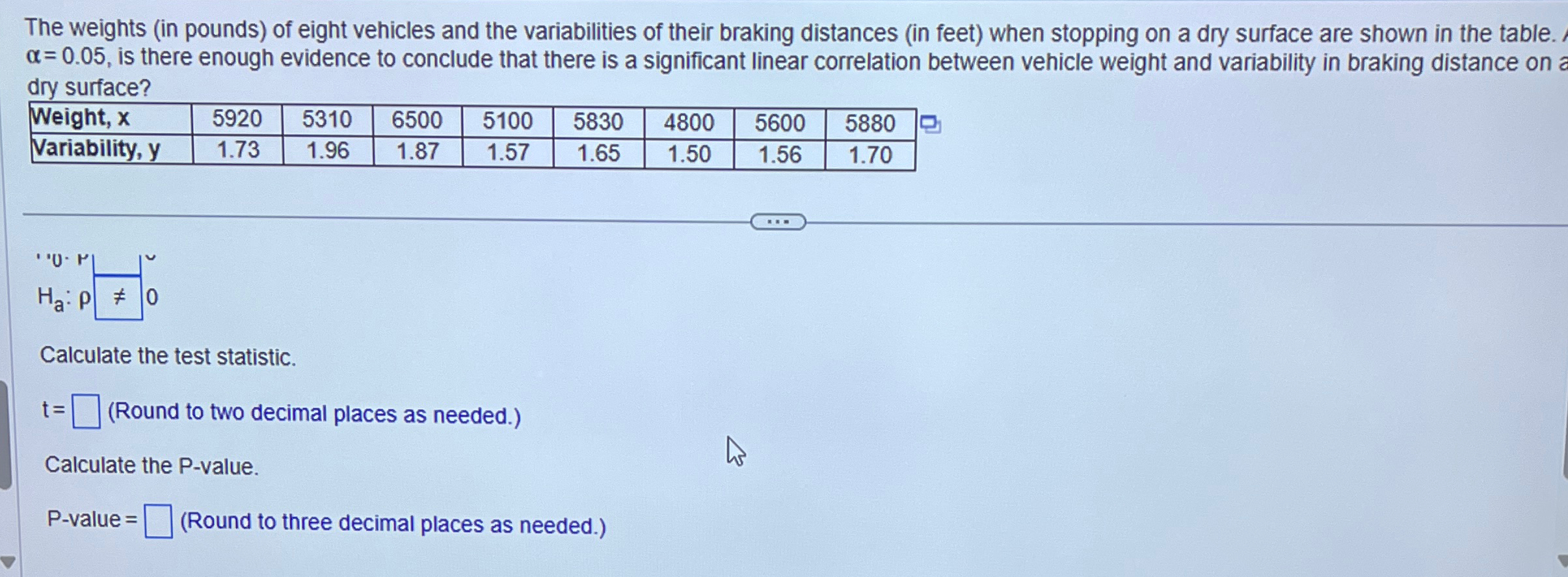 The weights (in pounds) ﻿of eight vehicles and the | Chegg.com