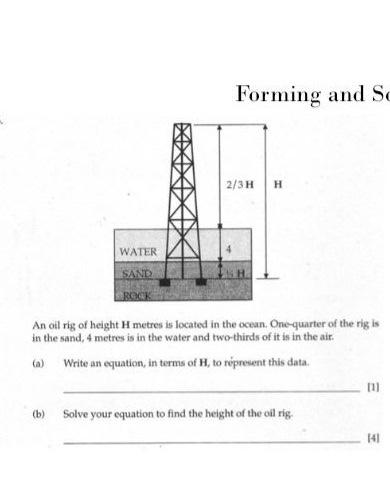 Solved Forming and S An oil rig of height H metres is | Chegg.com
