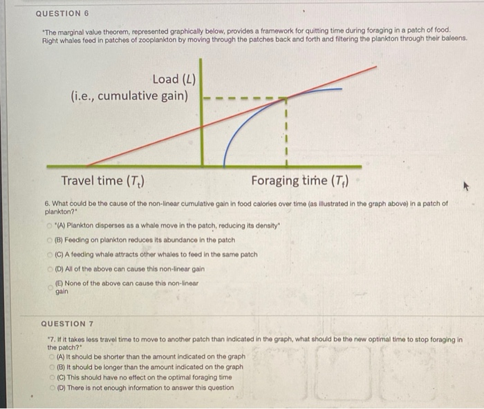 Solved QUESTION 6 'The marginal value theorem, represented | Chegg.com
