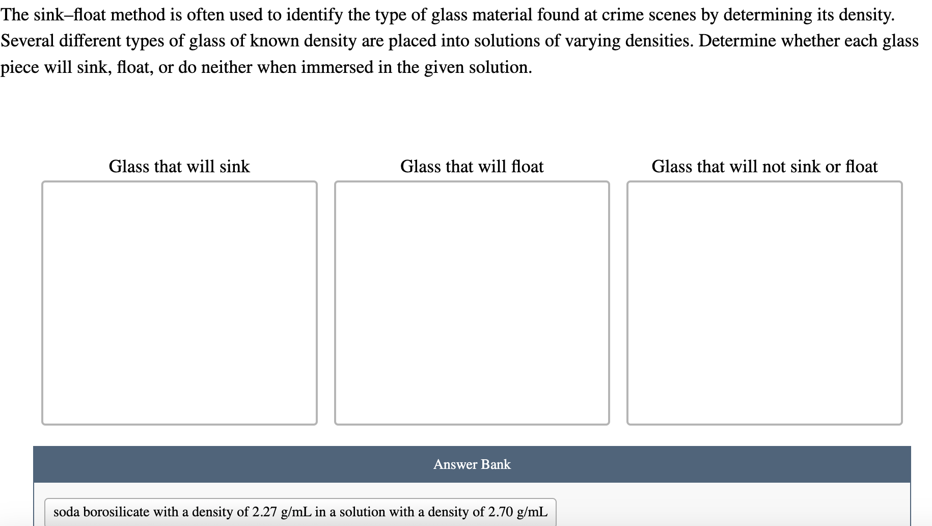 Solved The sink-float method is often used to identify the | Chegg.com