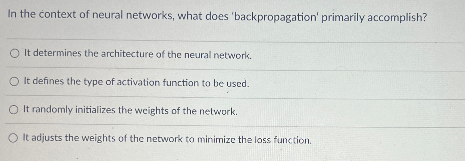 Solved In the context of neural networks, what does | Chegg.com
