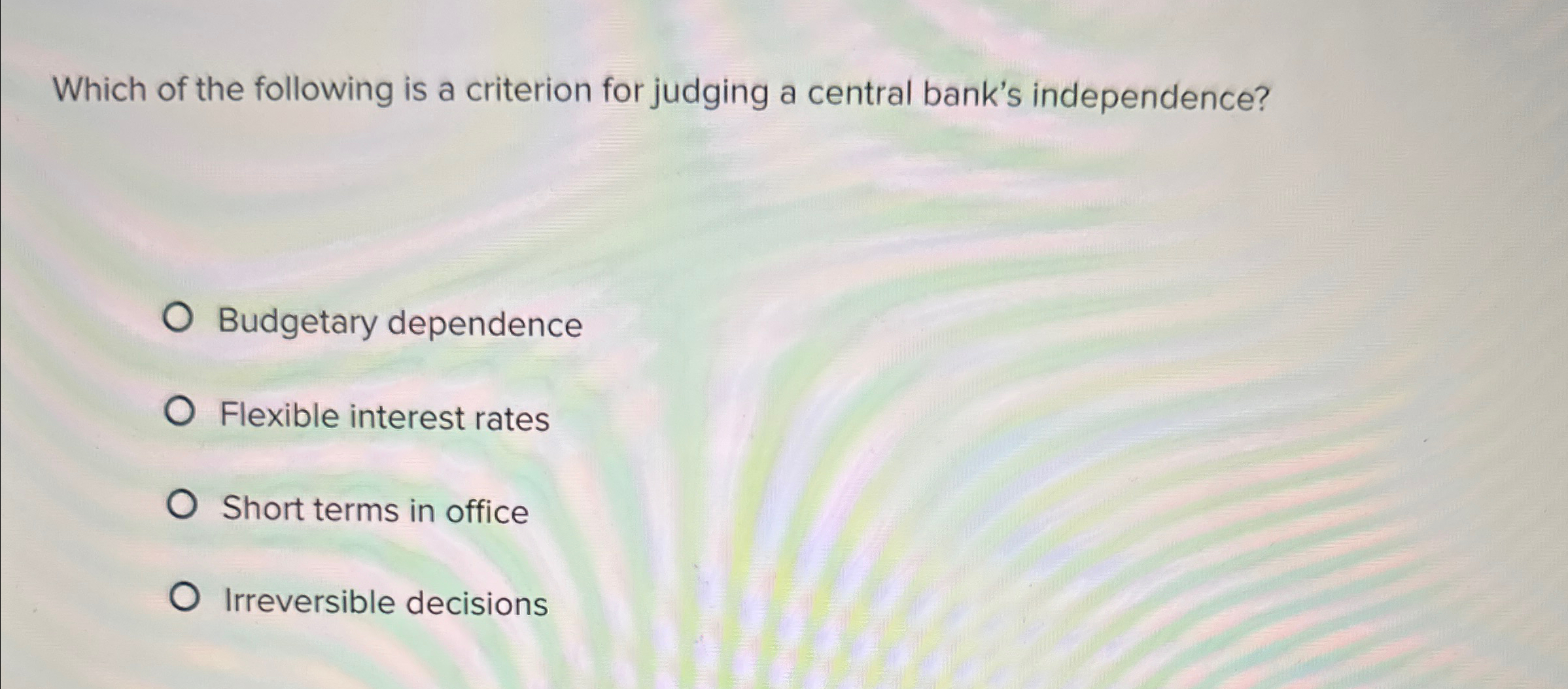 Solved Which of the following is a criterion for judging a | Chegg.com