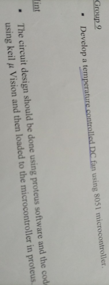 Group 2 Develop a temperature controlled DC fan using | Chegg.com