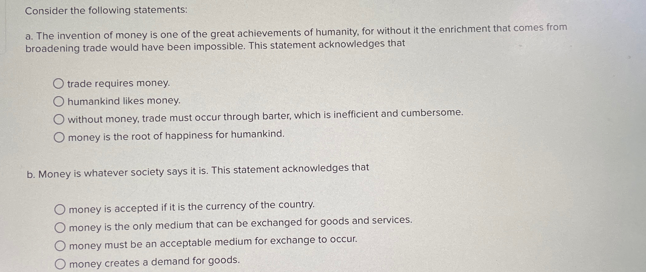 Solved Consider the following statements:a. ﻿The invention | Chegg.com