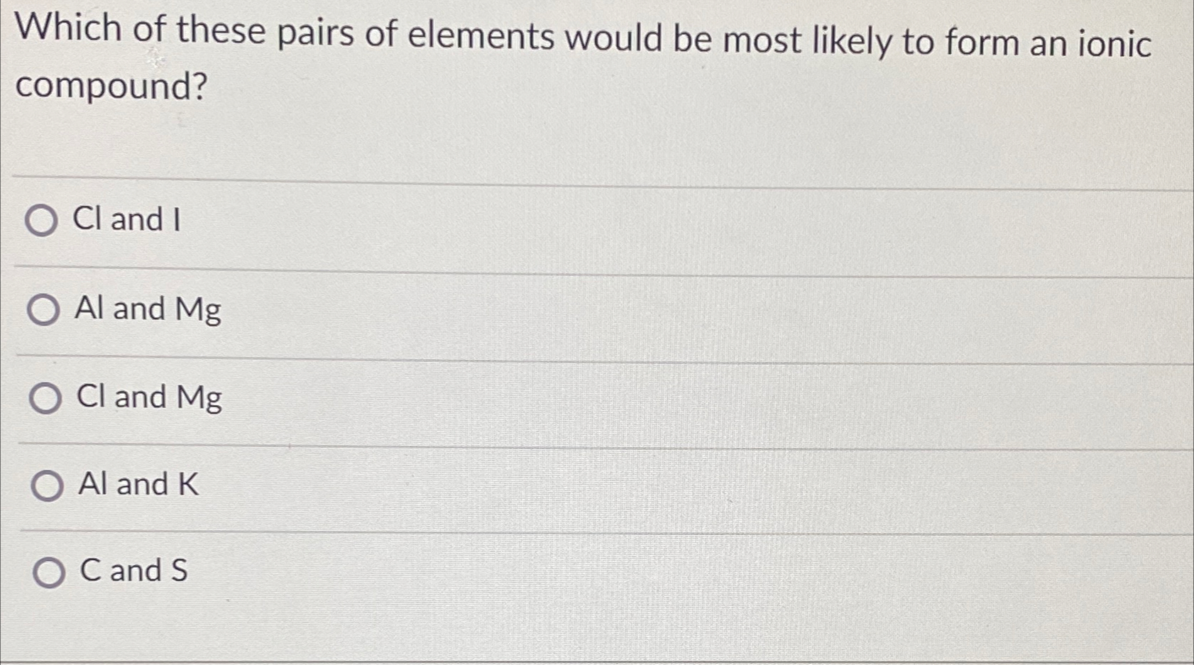 Solved Which of these pairs of elements would be most likely | Chegg.com