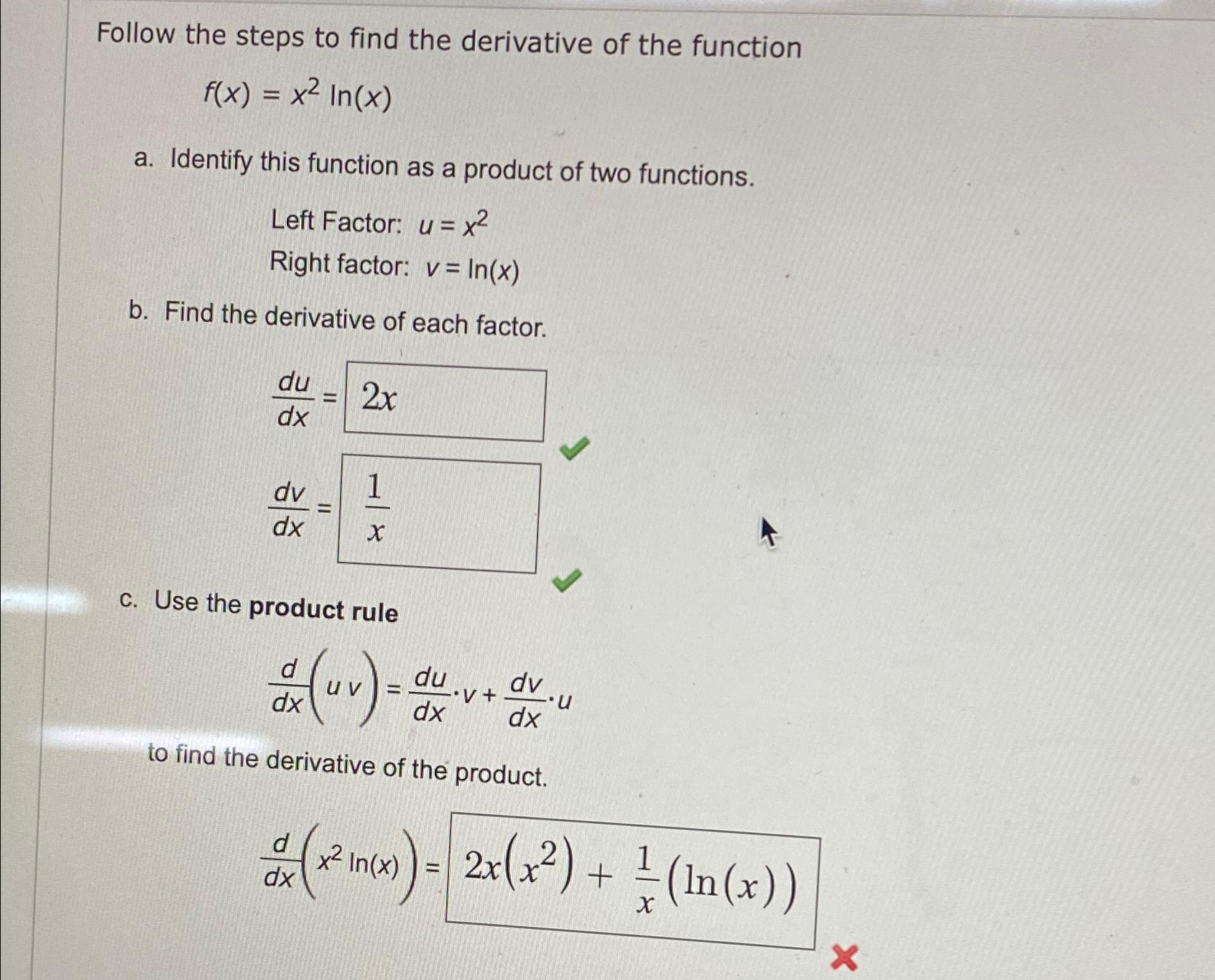 Solved Follow the steps to find the derivative of the | Chegg.com