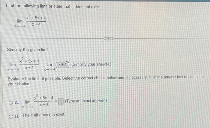 Solved Find the following limit or state that it does not | Chegg.com