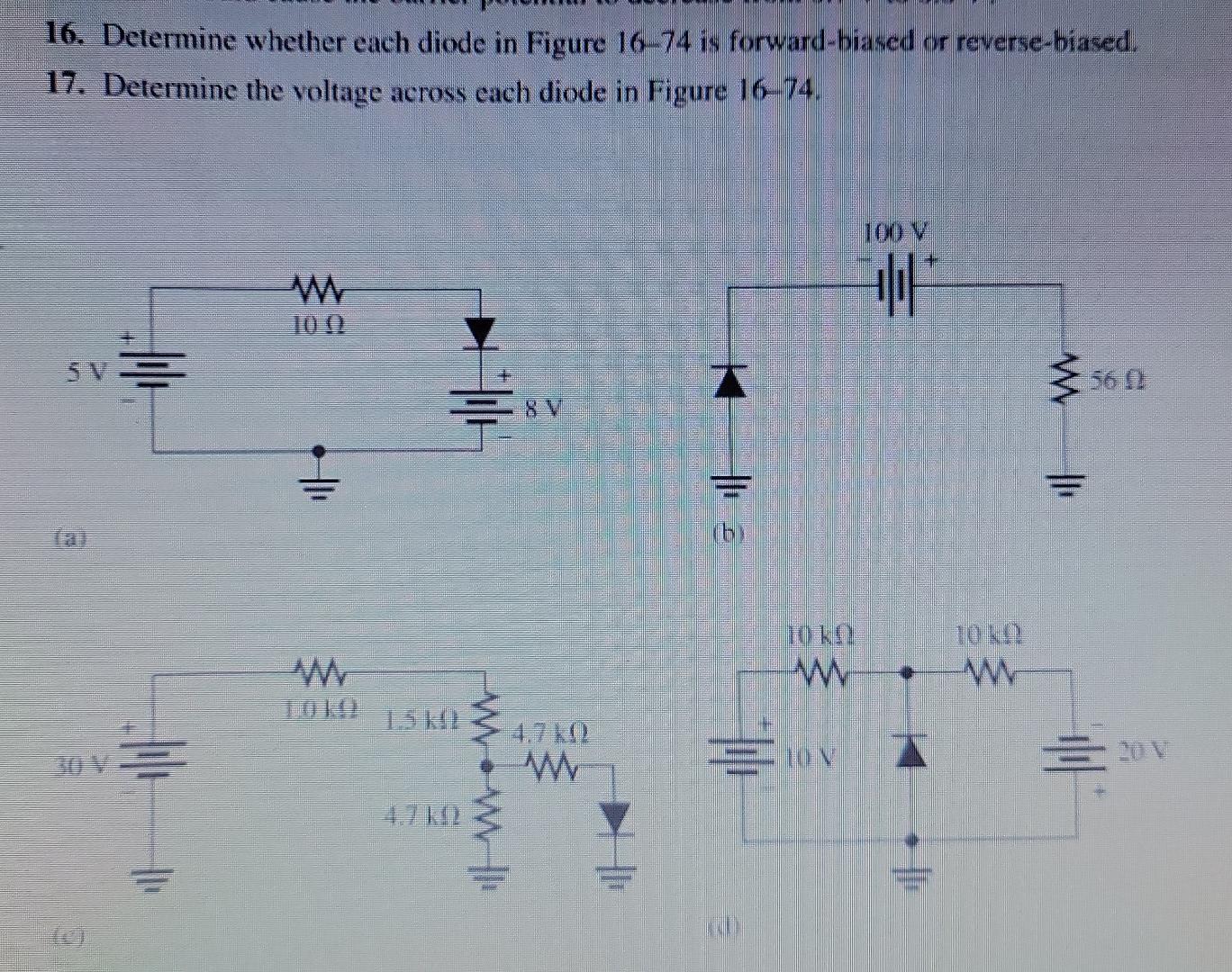Solved 16. Determine whether each diode in Figure 16-74 is | Chegg.com