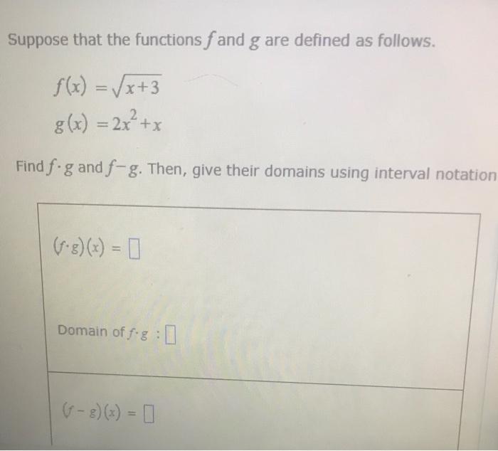 Solved Suppose that the functions f and g are defined as | Chegg.com