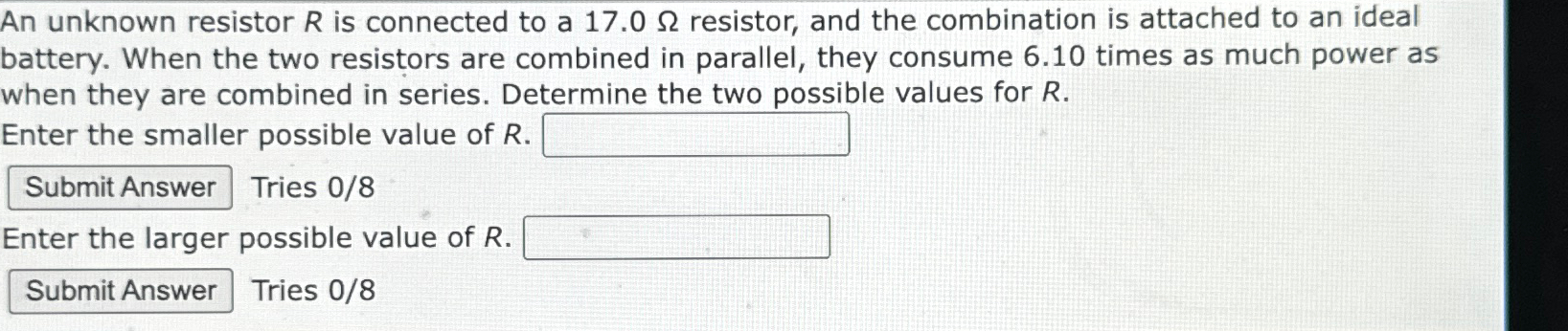 Solved An unknown resistor R ﻿is connected to a 17.0Ω | Chegg.com