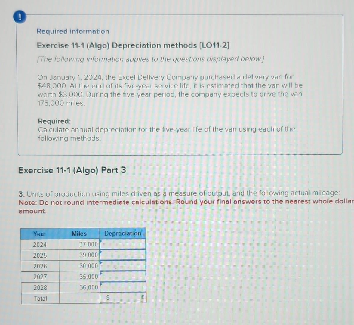 Solved Required information Exercise 11-1 (Algo) | Chegg.com